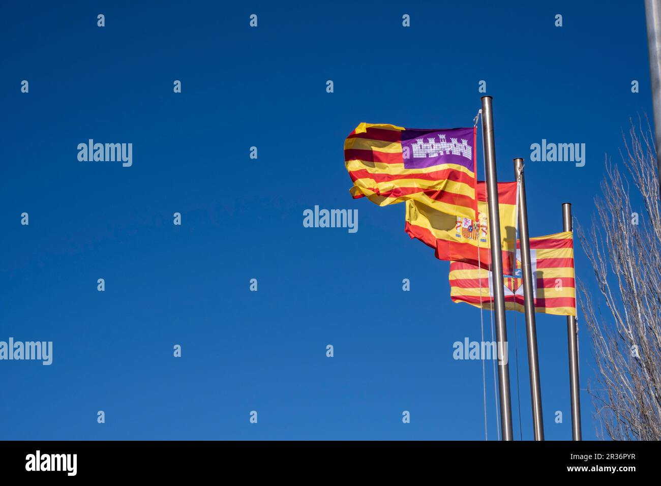 flags of the people, the community and the country, Inca, Mallorca ...