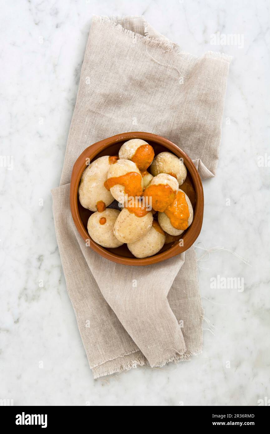 Papas arrugadas potatoes with mojo sauce (from the Canary Islands Stock ...