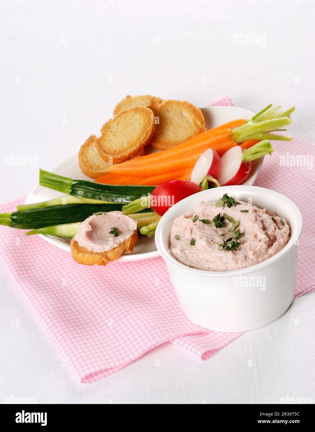 Ham mousse with vegetables and toasted bread Stock Photo - Alamy