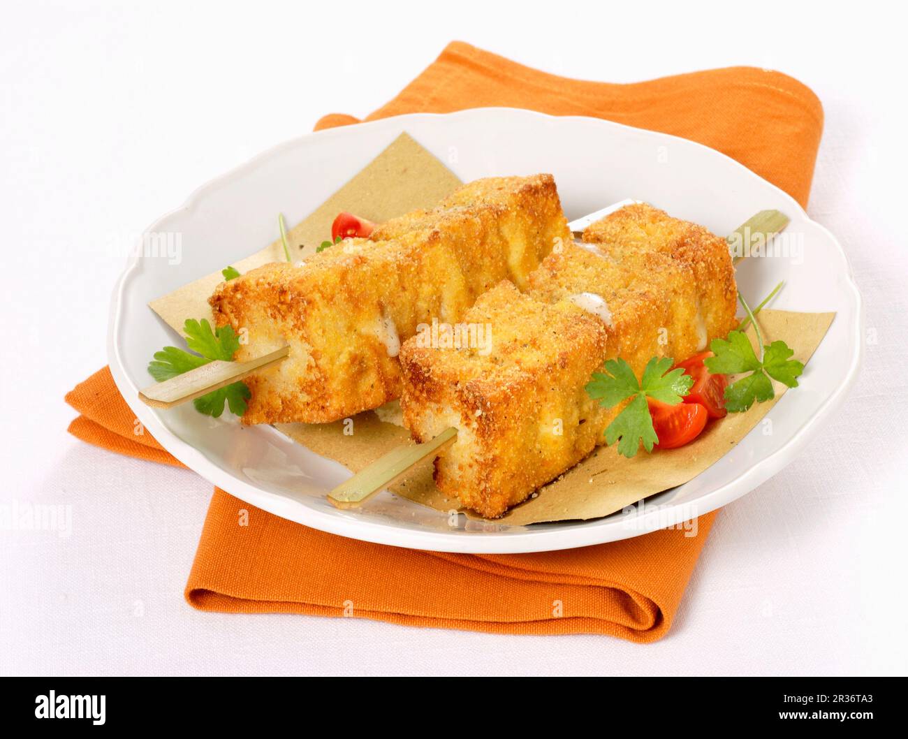 Spiedini di mozzarella in carozza (baked mozzerella on a kebab, Italy ...