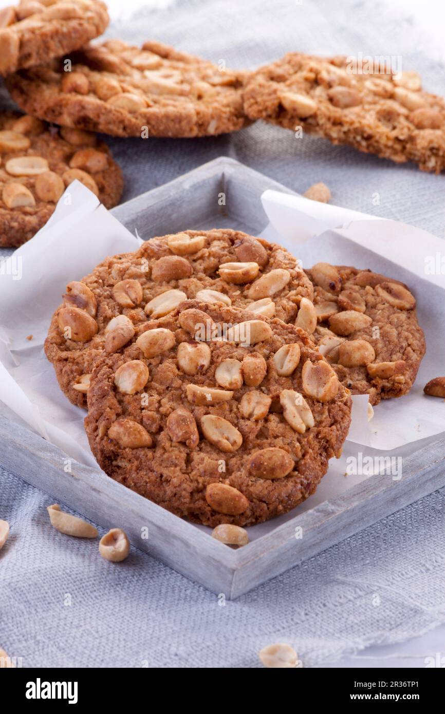 Healthy oat biscuits with peanuts Stock Photo - Alamy