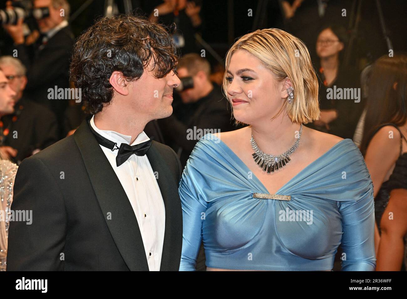 Cannes, France. 22nd May, 2023. Florian Rossi, Louane at the premiere ...