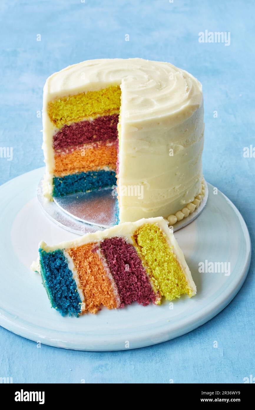 Surprise cake, sliced Stock Photo - Alamy