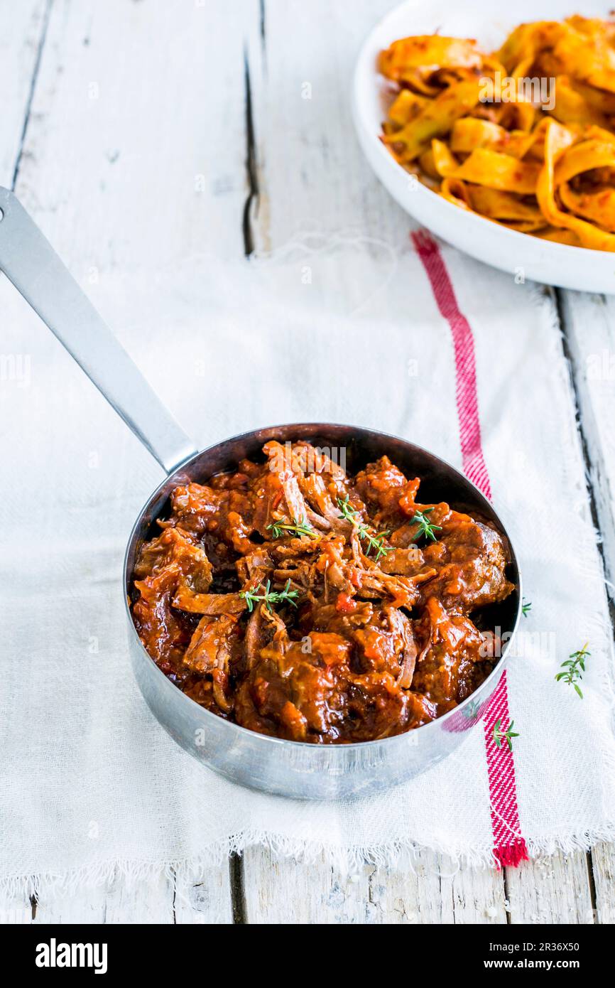 Wild boar ragout with thyme (Tuscany Stock Photo - Alamy