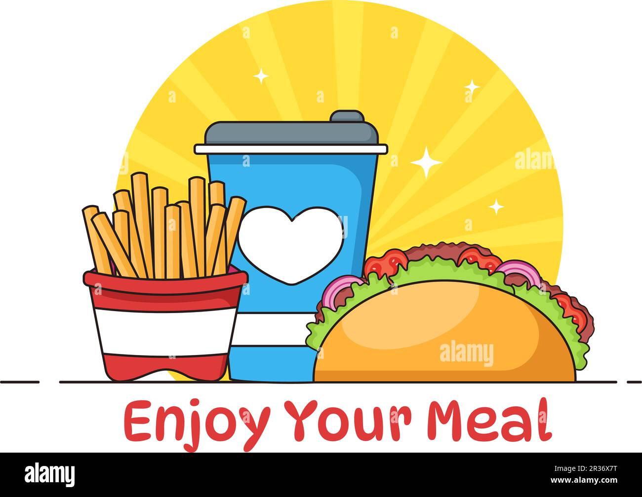 Enjoy Your Meal Vector Illustration a Variety of Delicious Food in Home ...