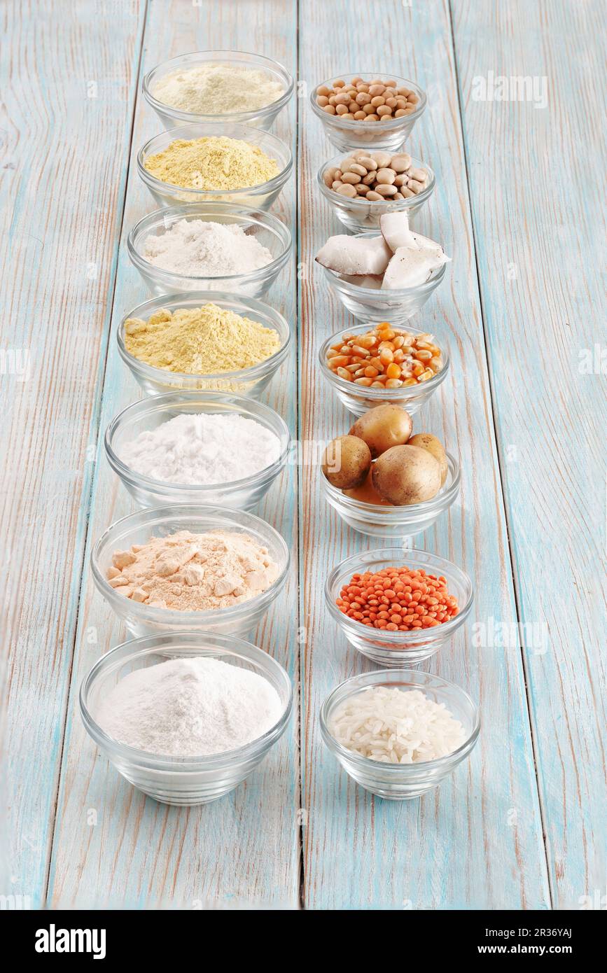 Different types of gluten-free flour Stock Photo - Alamy