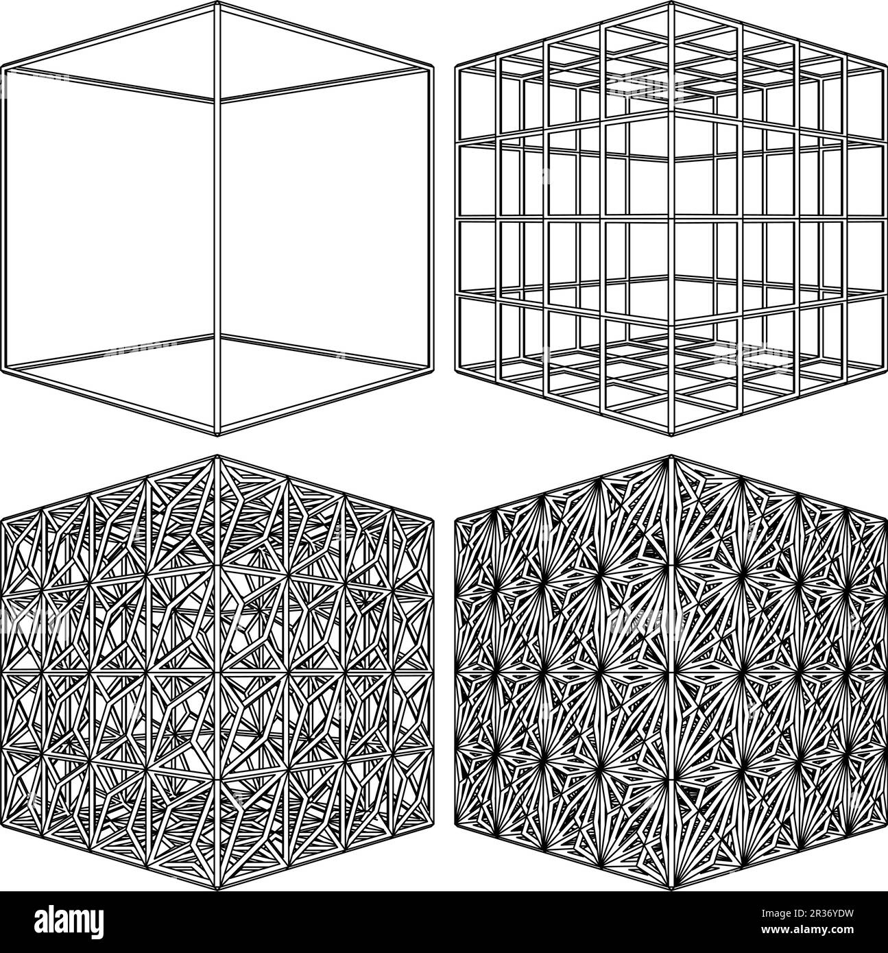 Cube From The Simple To The Complicated Shape Vector. Illustration ...