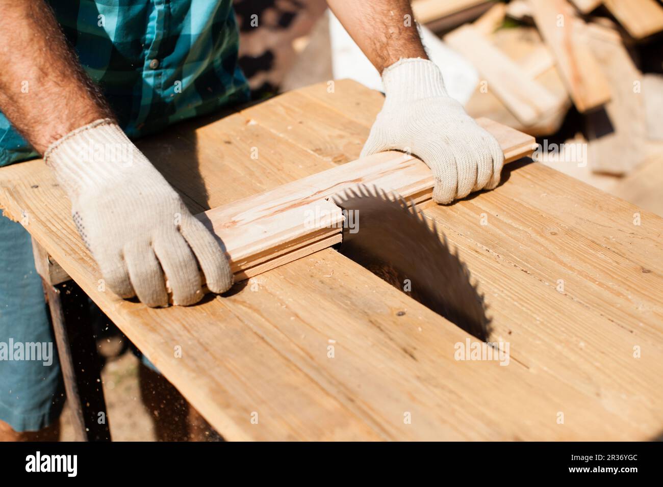Hard work on the sawmill Stock Photo - Alamy