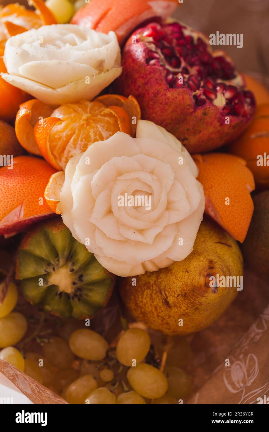 Carved fruit bouquet Stock Photo - Alamy