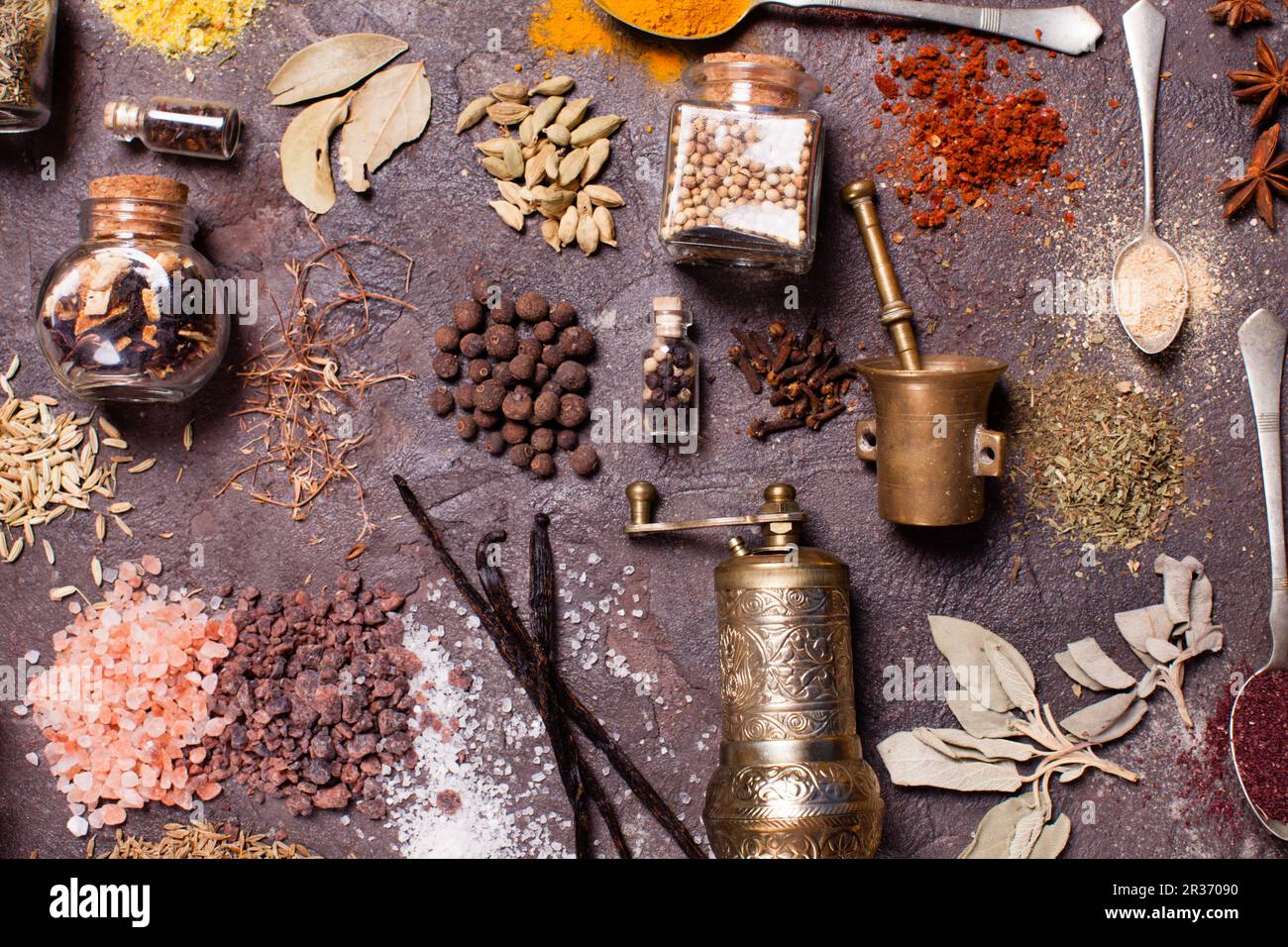 Flat lay spices Stock Photo - Alamy