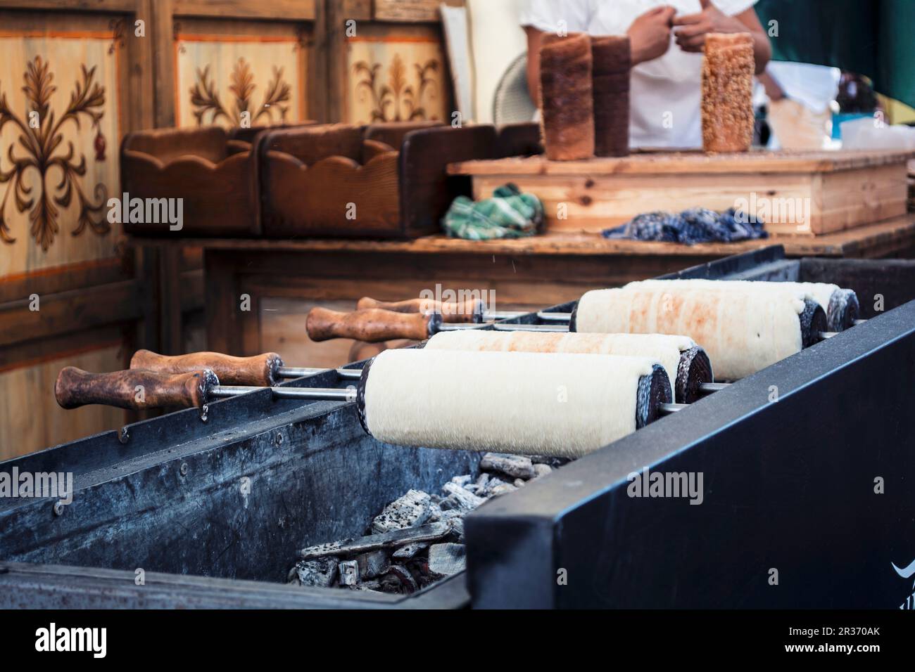 Kürtőskalács (or kurtos kalacs) chimney cake, a typical dessert from ...