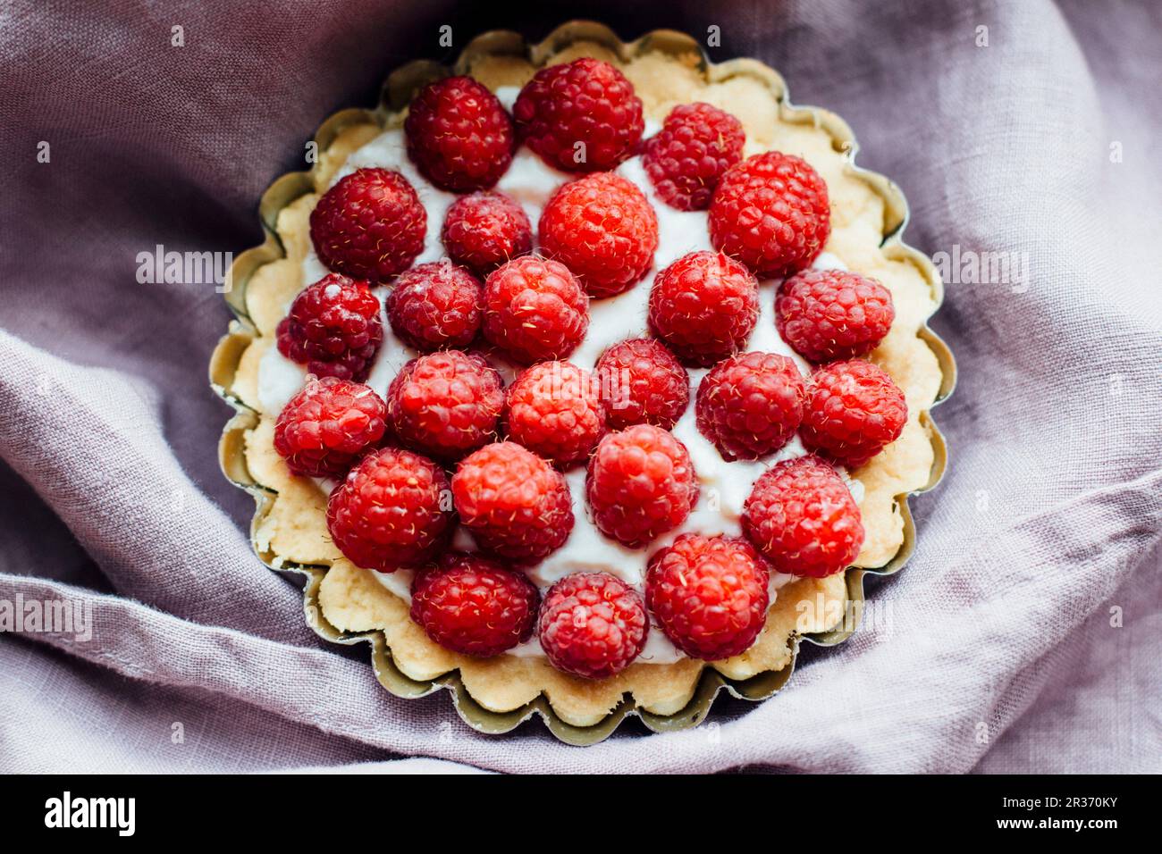 Small raspberry tart (seen from above Stock Photo - Alamy