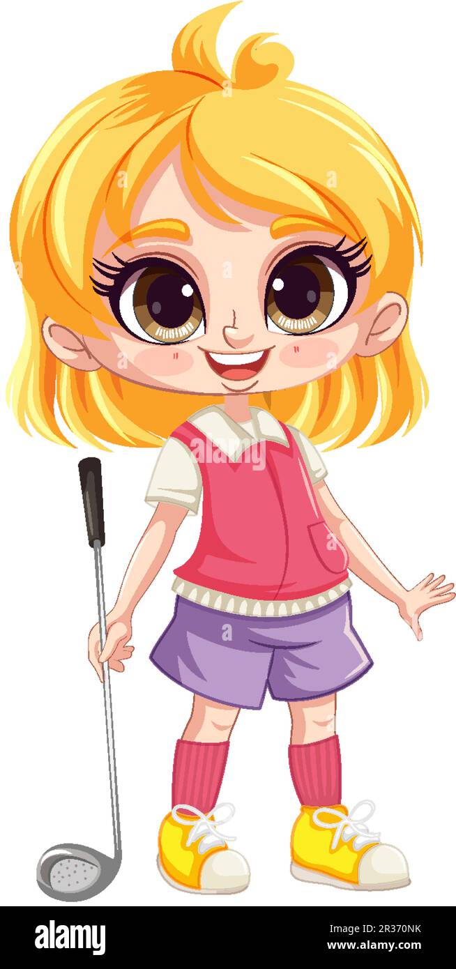 Isolated professional golfer cartoon character holding golf club ...