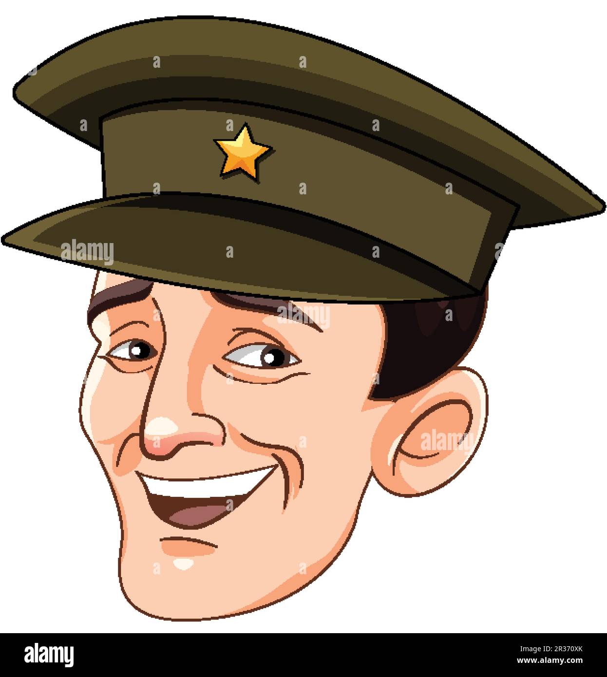 Happy army officer head cartoon illustration Stock Vector Image & Art ...