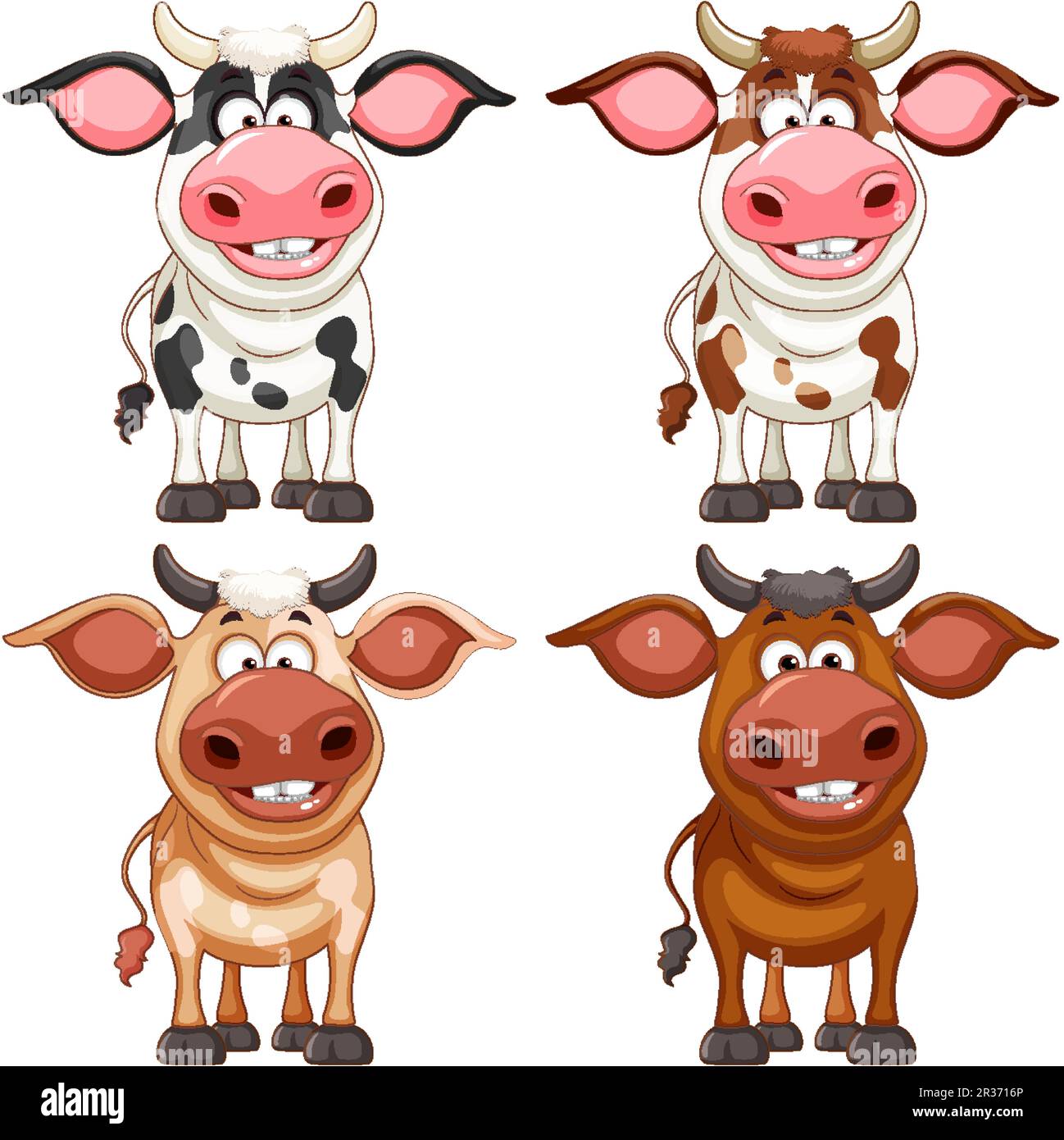 Set of cow cartoon character illustration Stock Vector Image & Art - Alamy