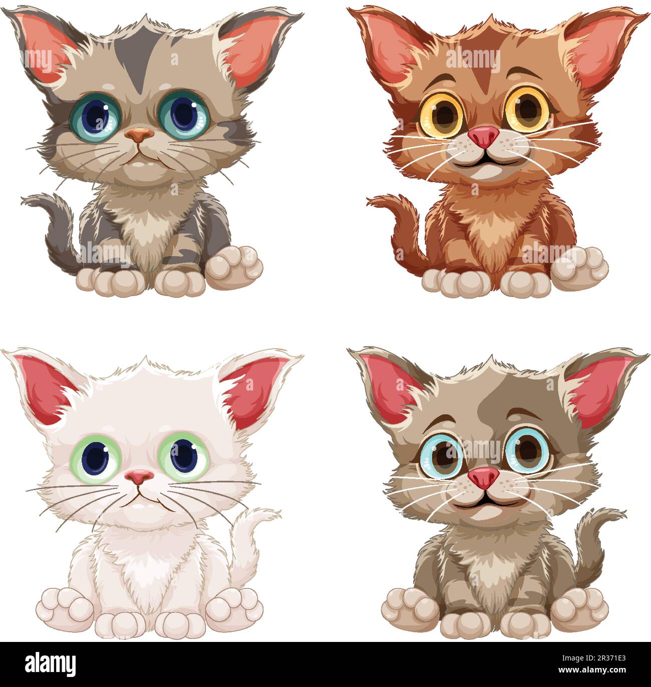 Cute cat cartoon character set illustration Stock Vector Image & Art ...