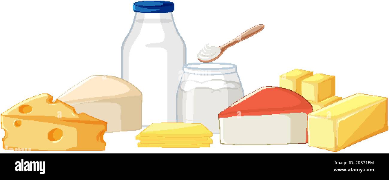Assorted Dairy Milk Products Vector Set illustration Stock Vector Image ...
