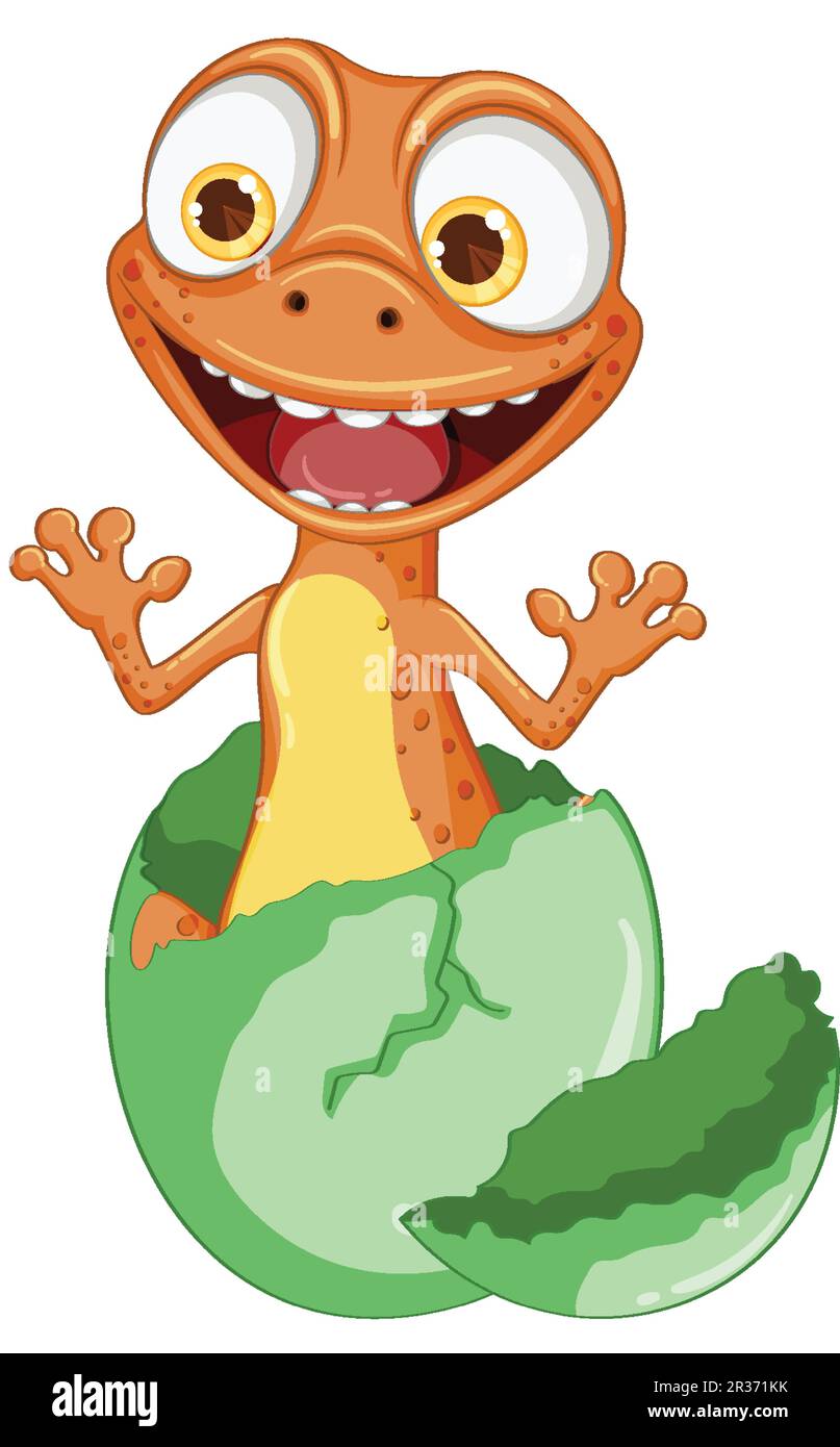 Funny Lizard Hatching From Egg illustration Stock Vector Image & Art ...