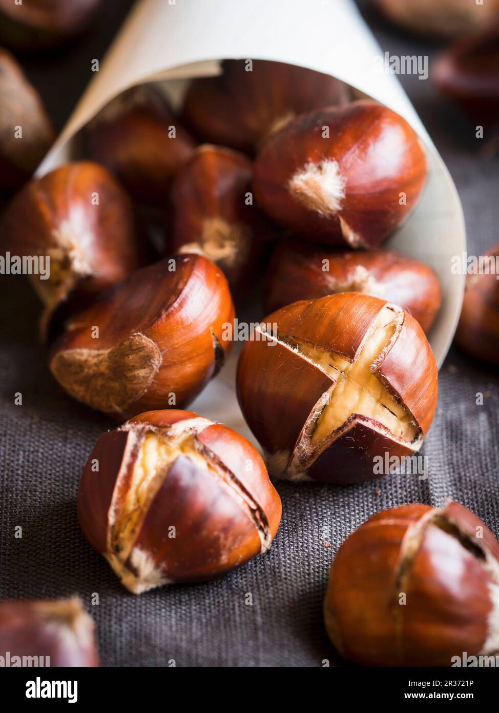Roasted chestnuts in bag on hi-res stock photography and images - Alamy