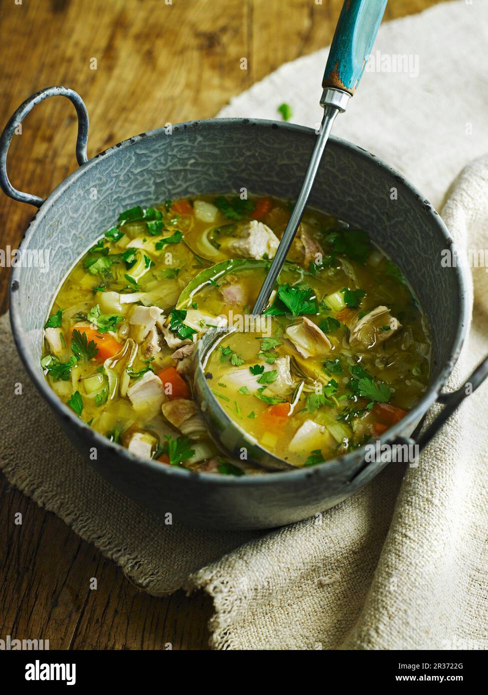 Chicken soup in a stock pot Stock Photo - Alamy