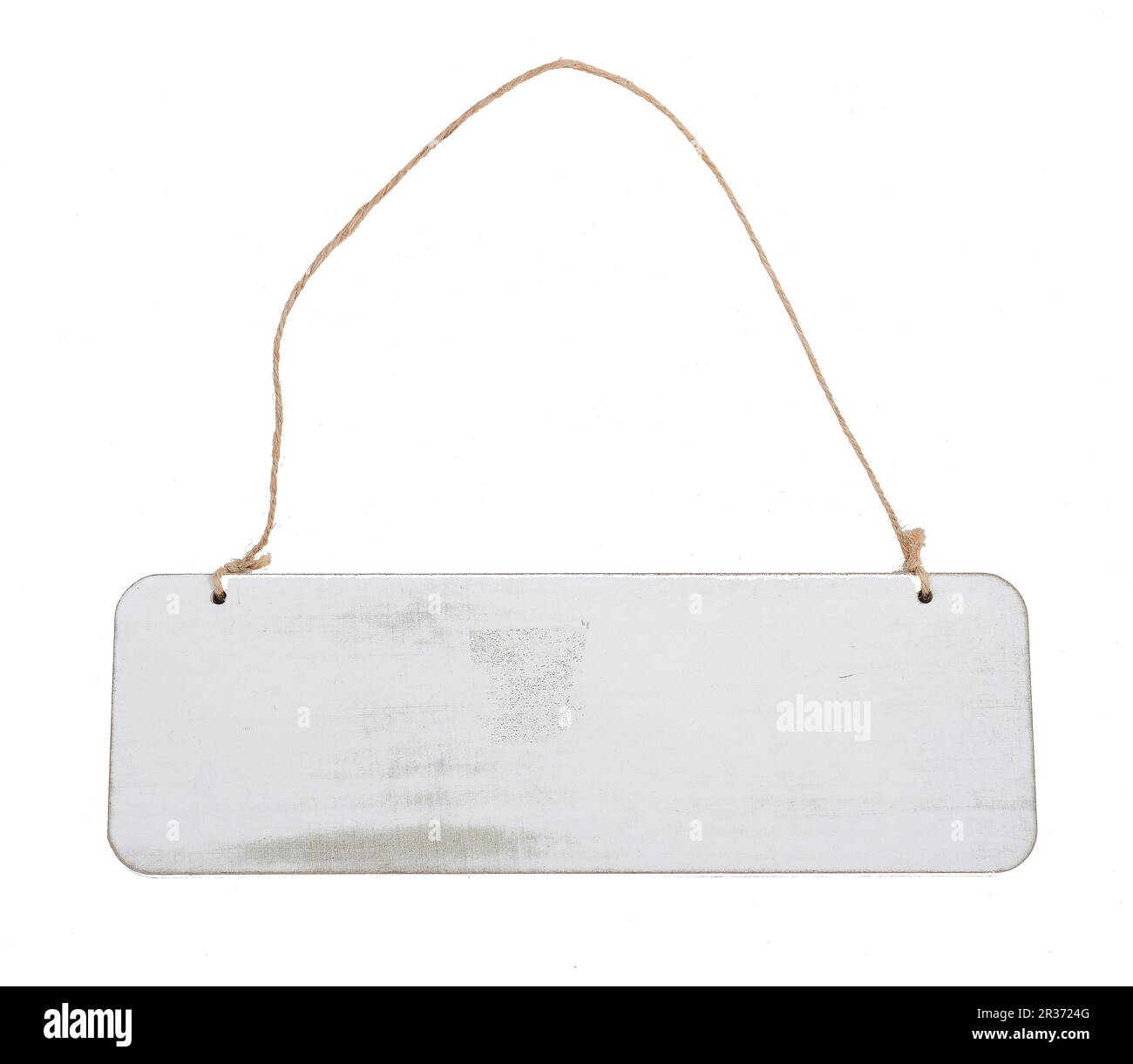 White wooden sign with a rope for hanging Stock Photo - Alamy
