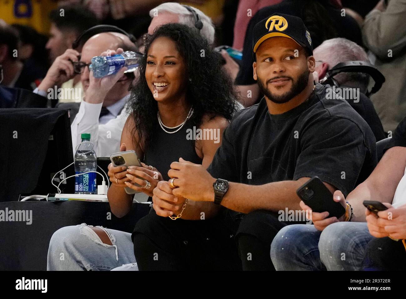 Los Angeles Rams Aaron Donald watches iGame 4 of the NBA basketball ...