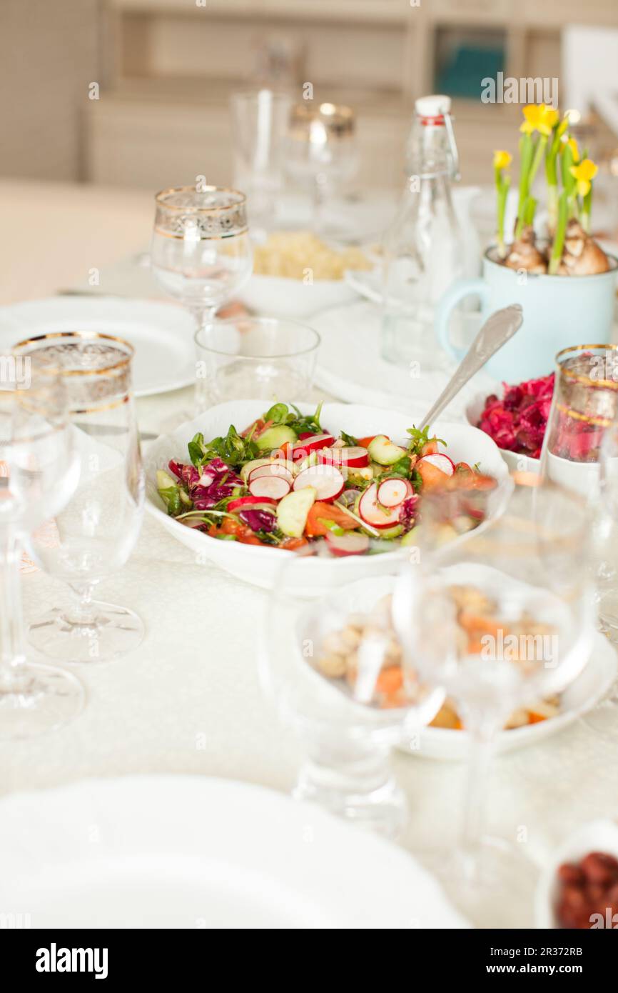 Decorated table for the holiday Stock Photo - Alamy
