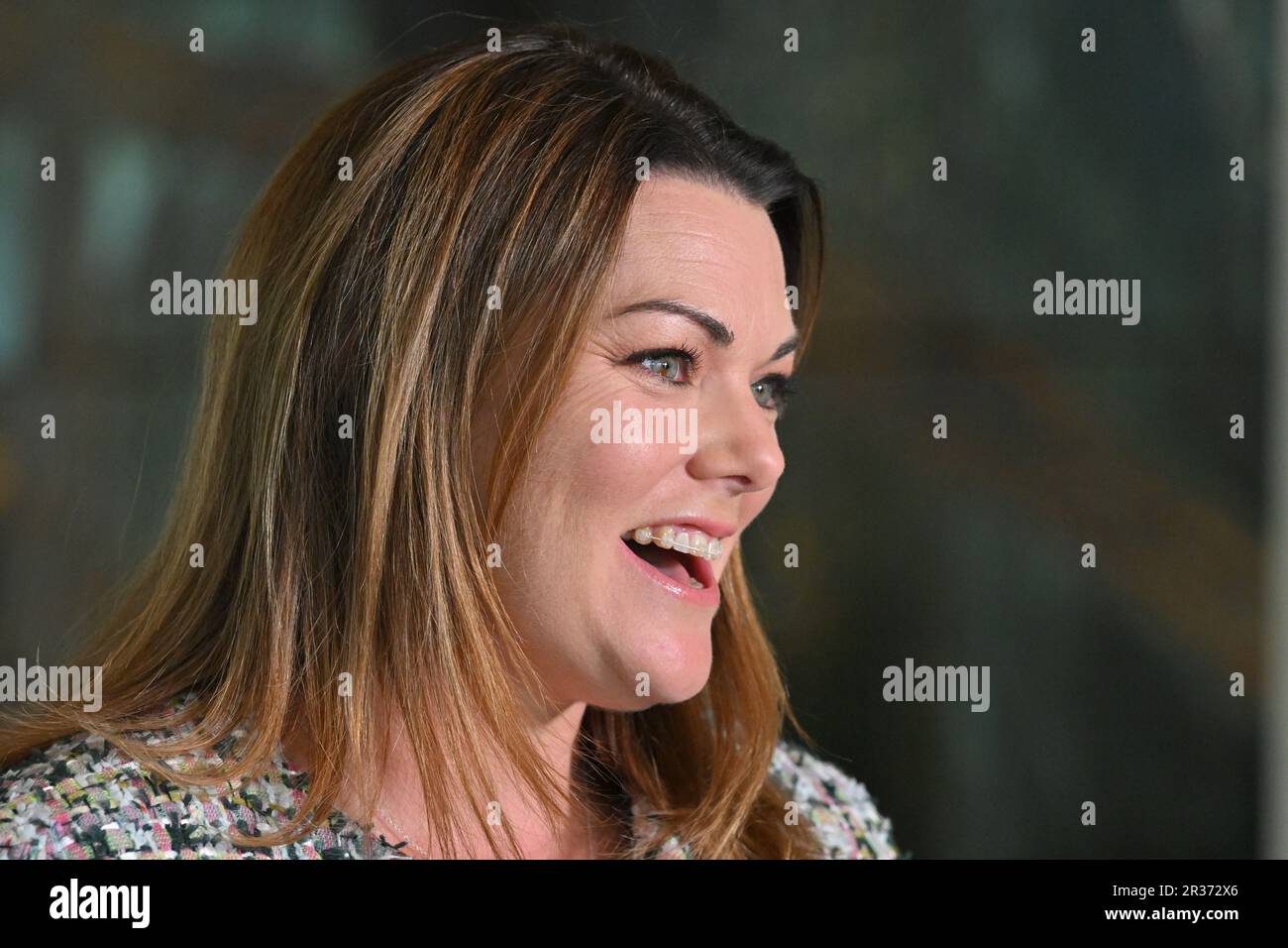 Greens Senator Sarah Hanson-Young at a press conference at Parliament ...