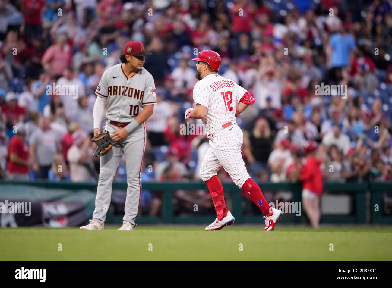 Philadelphia Phillies' Kyle Schwarber rounds the bases during a ...