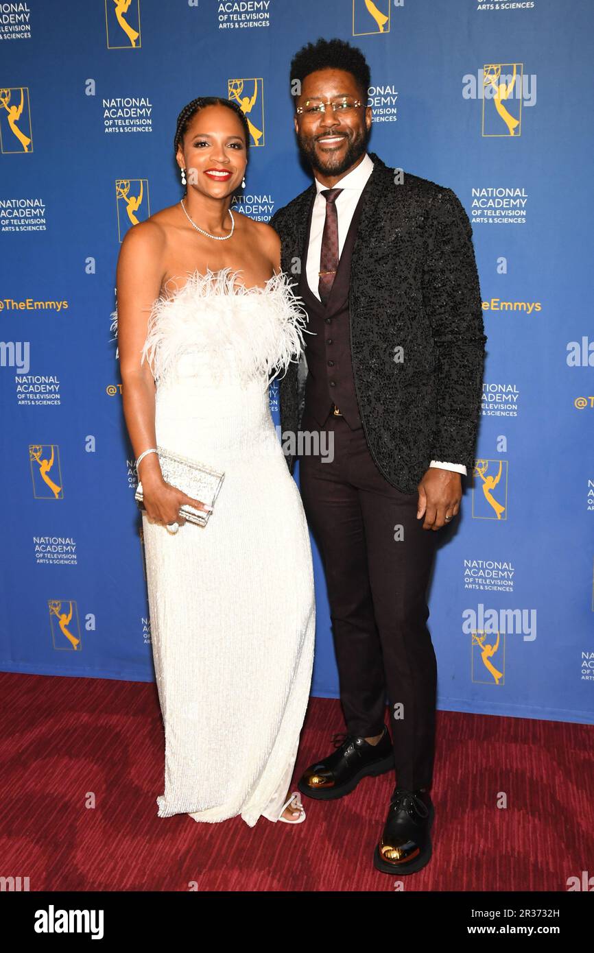 New York, USA. 22nd May, 2023. Atoya Burleson and Nate Burleson walking ...