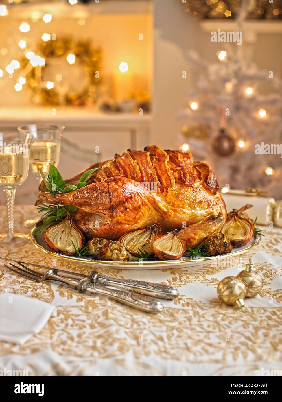 Roasted turkey cover with pancetta Stock Photo - Alamy