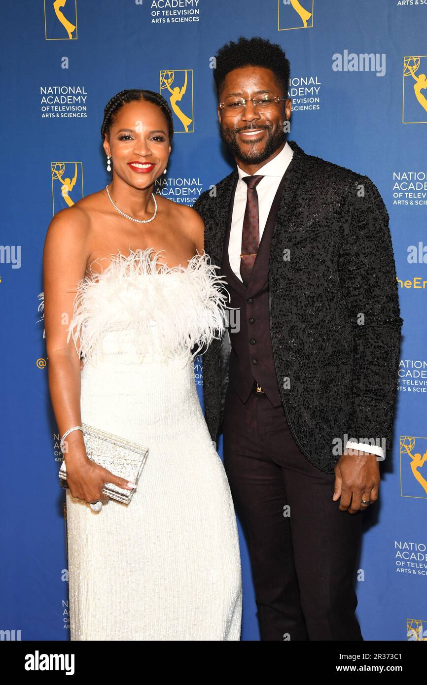 New York, USA. 22nd May, 2023. Atoya Burleson and Nate Burleson walking ...