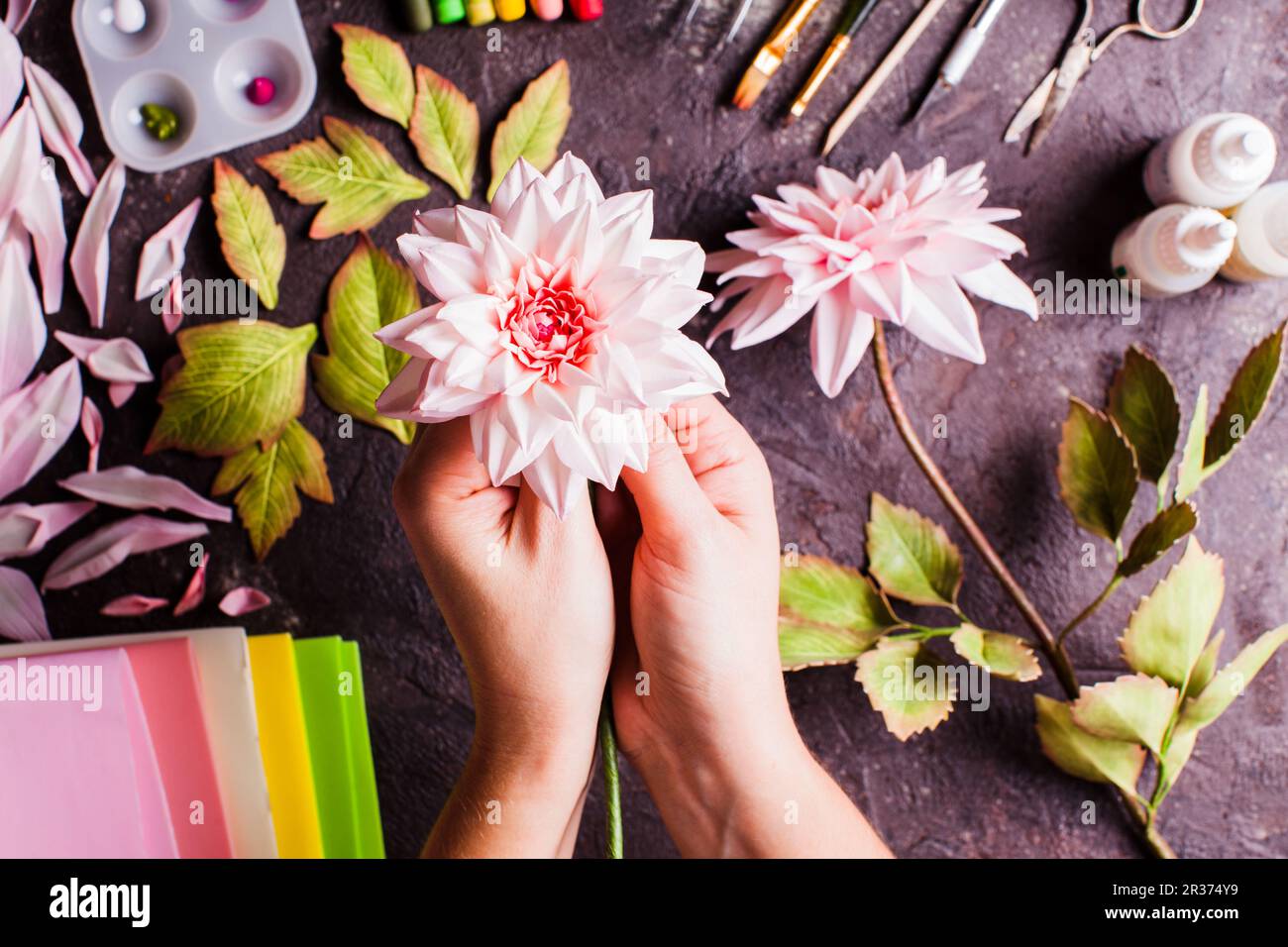 DIY making realistic flowers Stock Photo - Alamy