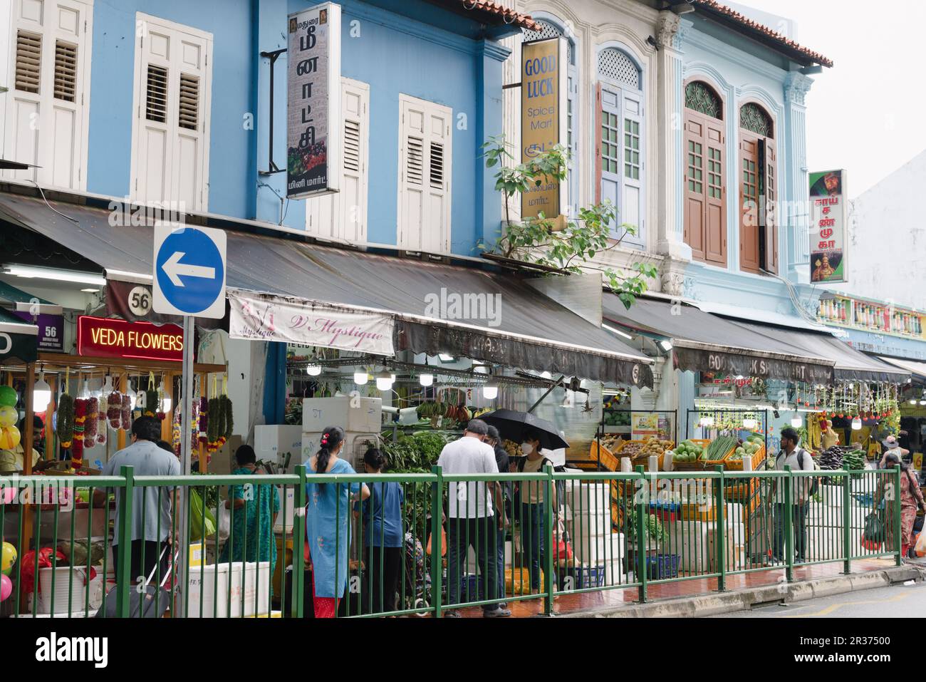 Singapore - October 21, 2022 : Buffalo Road local market street at ...