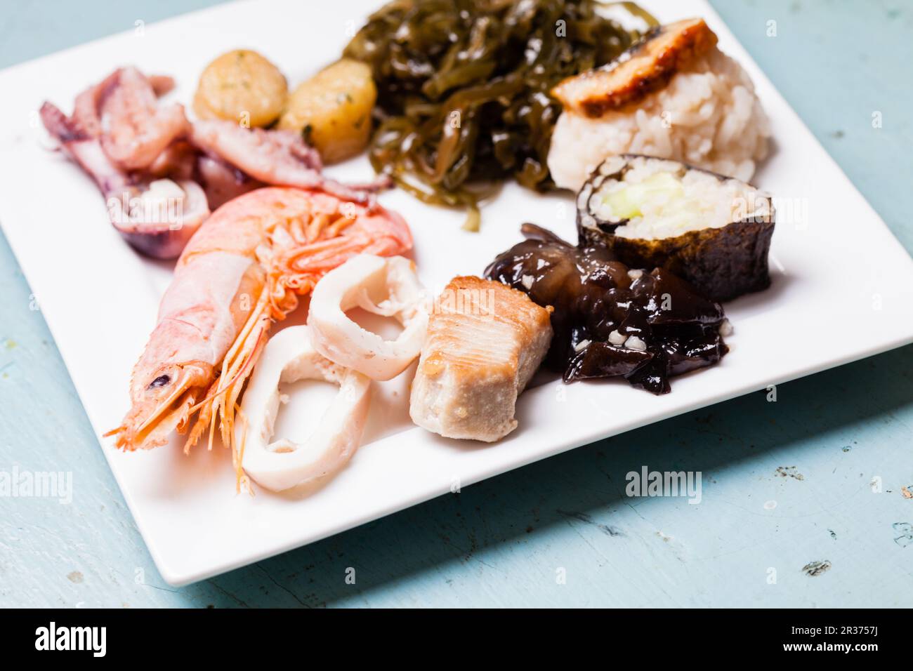 Various Cooked Seafood Stock Photo - Alamy