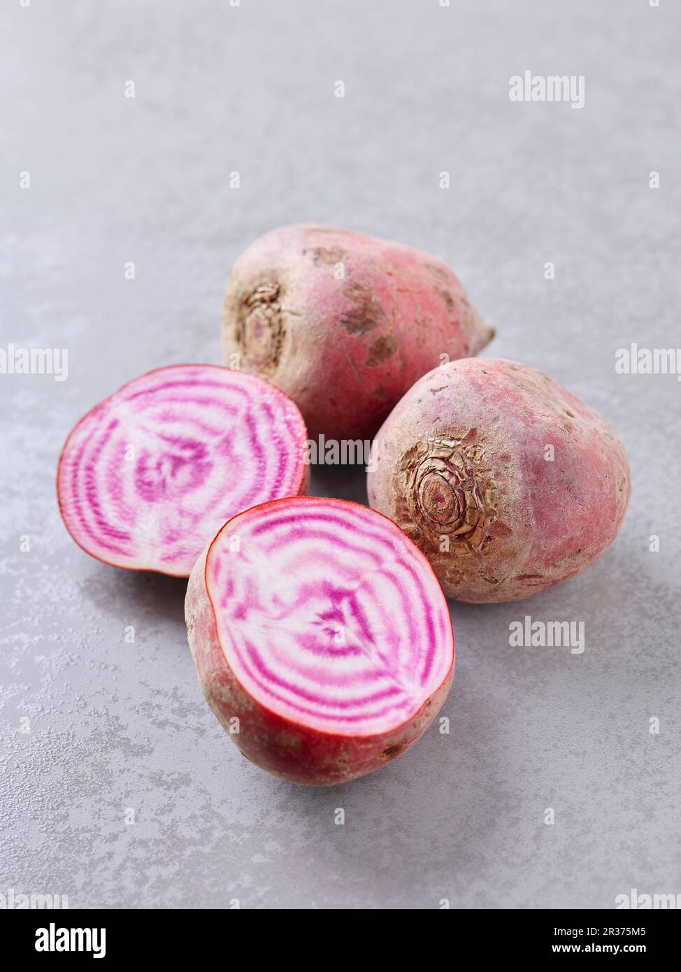 Chioggia beet, whole and halved Stock Photo - Alamy
