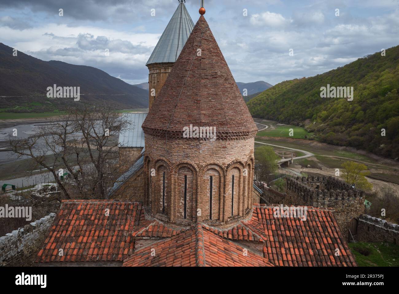 Aerial view of Ananuri Fortress Complex in Georgia. High quality photo ...