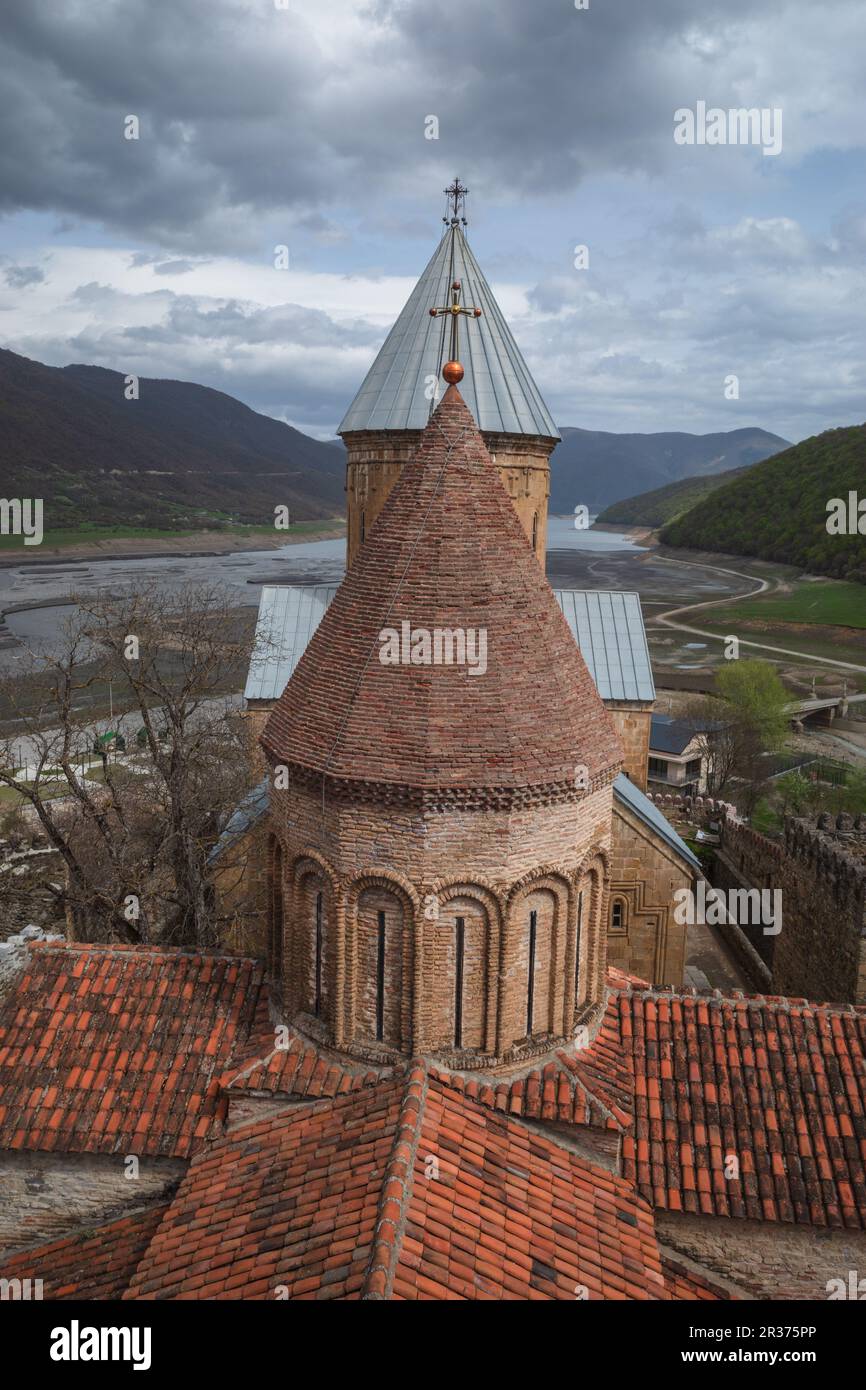 Aerial view of Ananuri Fortress Complex in Georgia. High quality photo ...