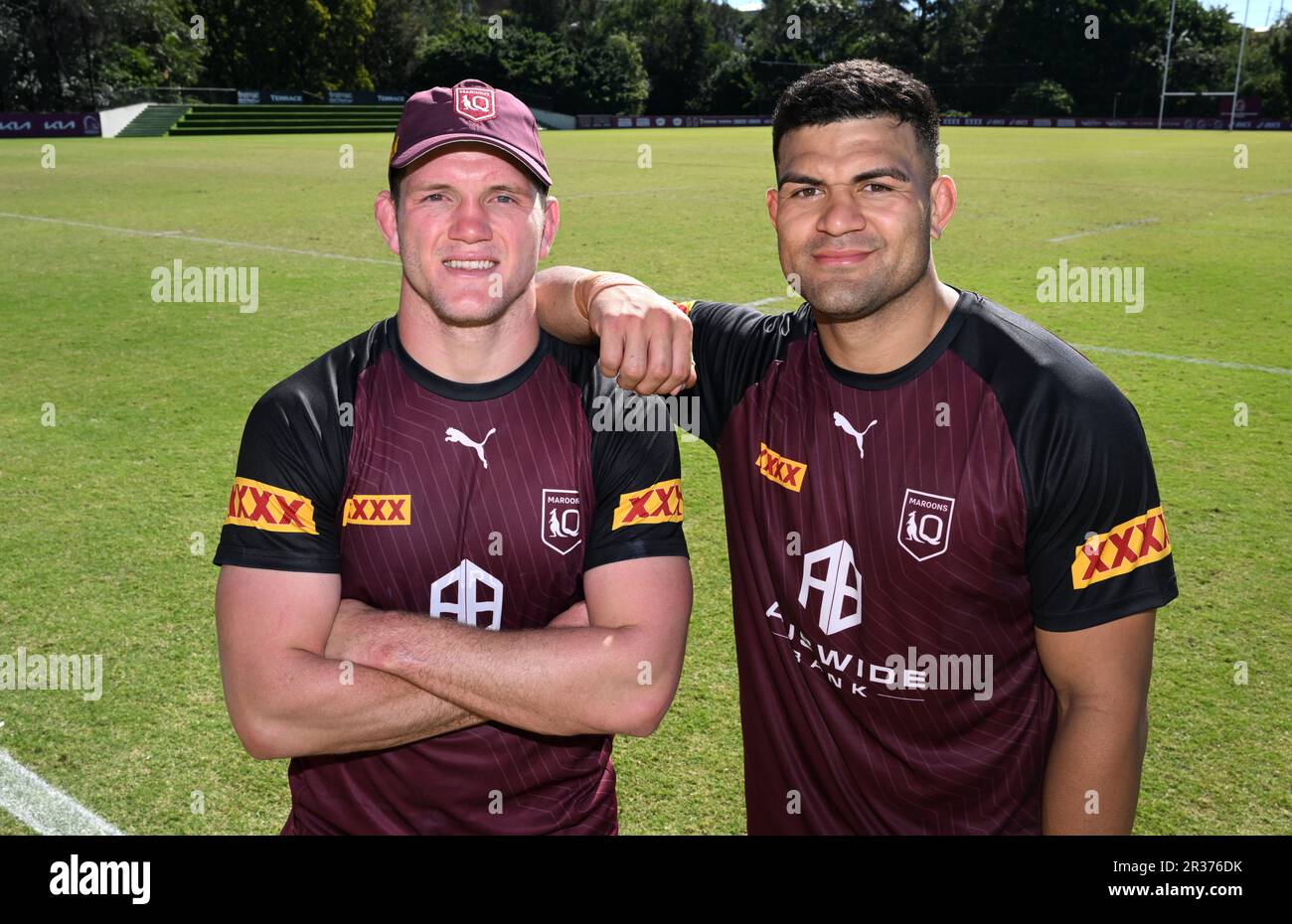Tom Gilbert (left) and David Fifita (right) pose for a photograph after ...