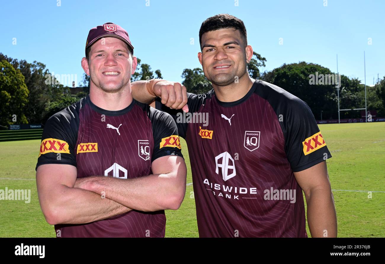Tom Gilbert (left) and David Fifita (right) pose for a photograph after ...