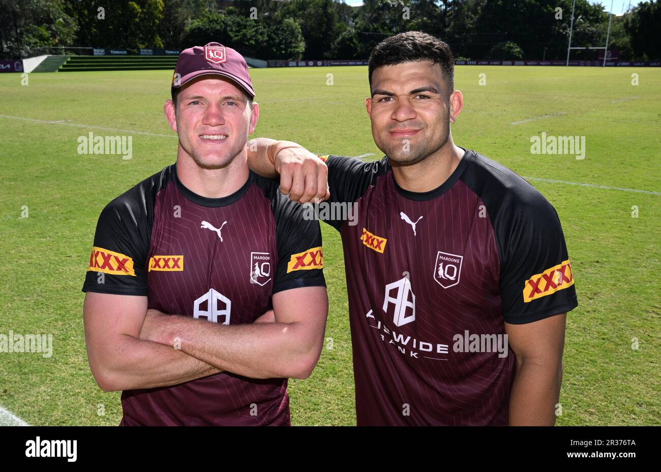 Tom Gilbert (left) and David Fifita (right) pose for a photograph after ...