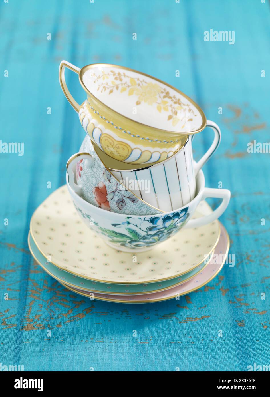 A stack of porcelain tea cups Stock Photo - Alamy