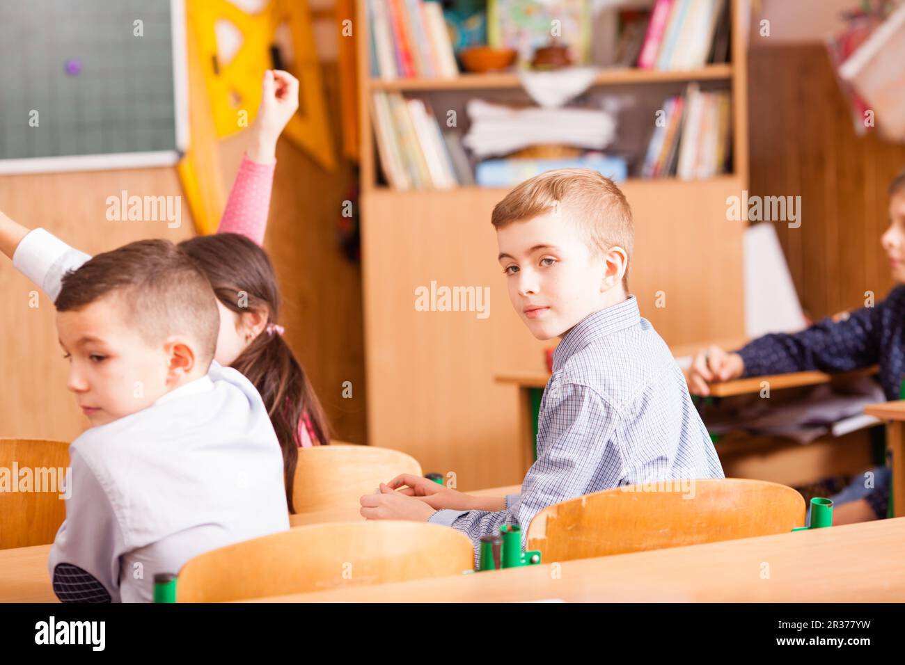 Boy write in the copybook Stock Photo - Alamy