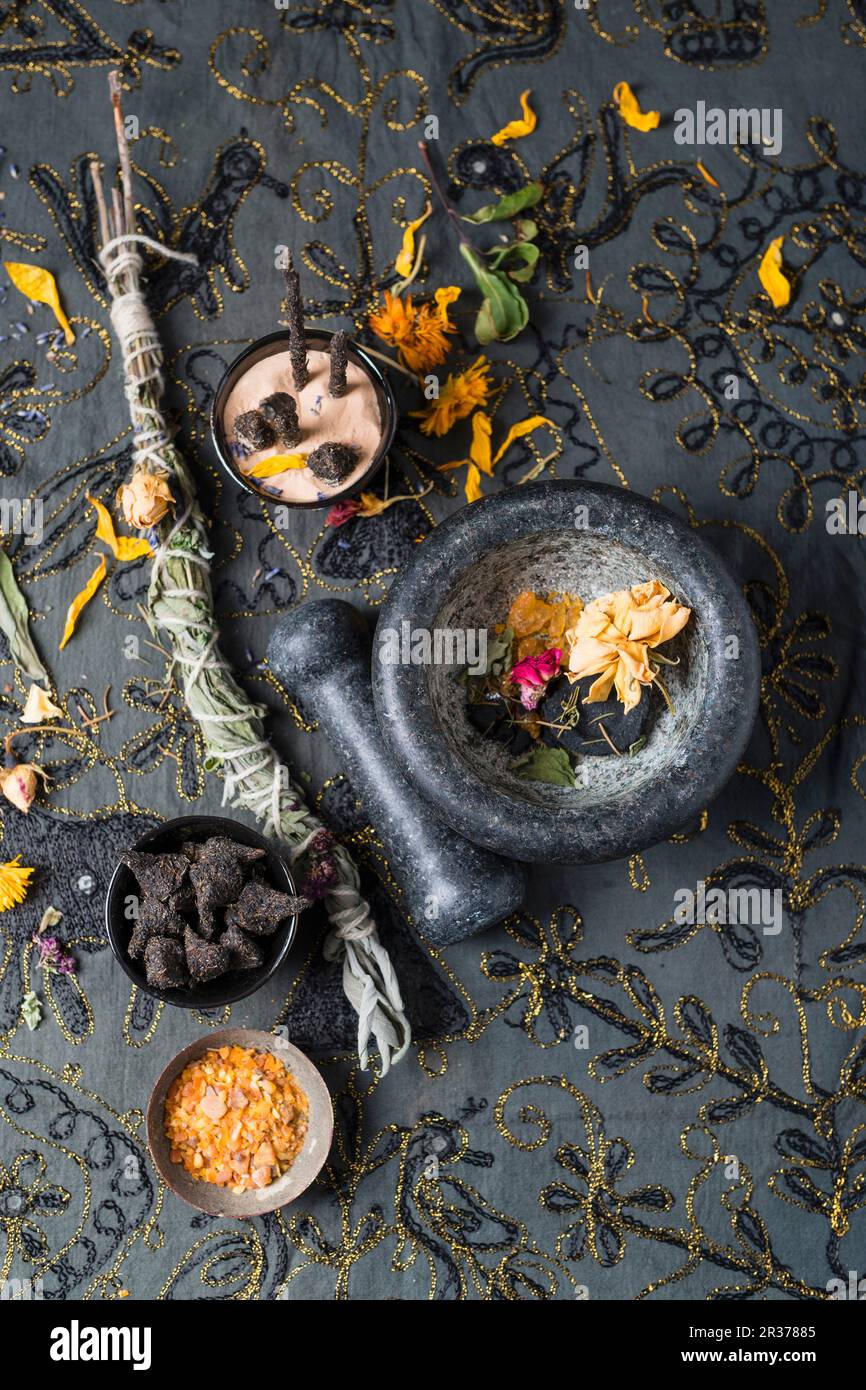 Smoke from fragrant cone ritual hi-res stock photography and images - Alamy