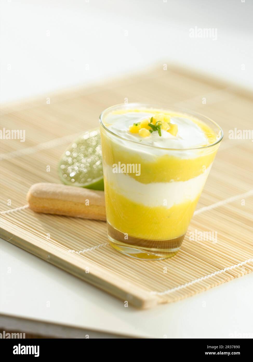 Mango quark in a glass Stock Photo - Alamy