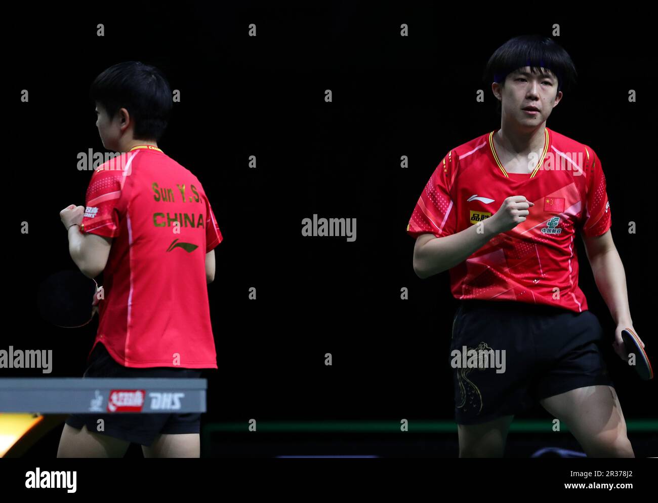 Durban, South Africa. 22nd May, 2023. Wang Chuqin (R)/Sun Yingsha of ...