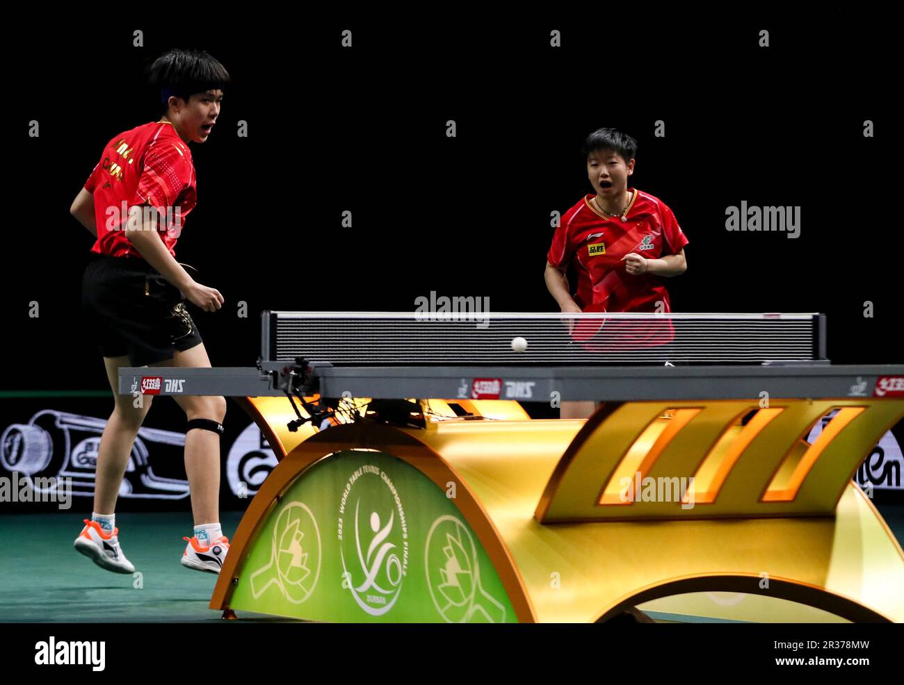 Durban, South Africa. 22nd May, 2023. Wang Chuqin (L)/Sun Yingsha of ...