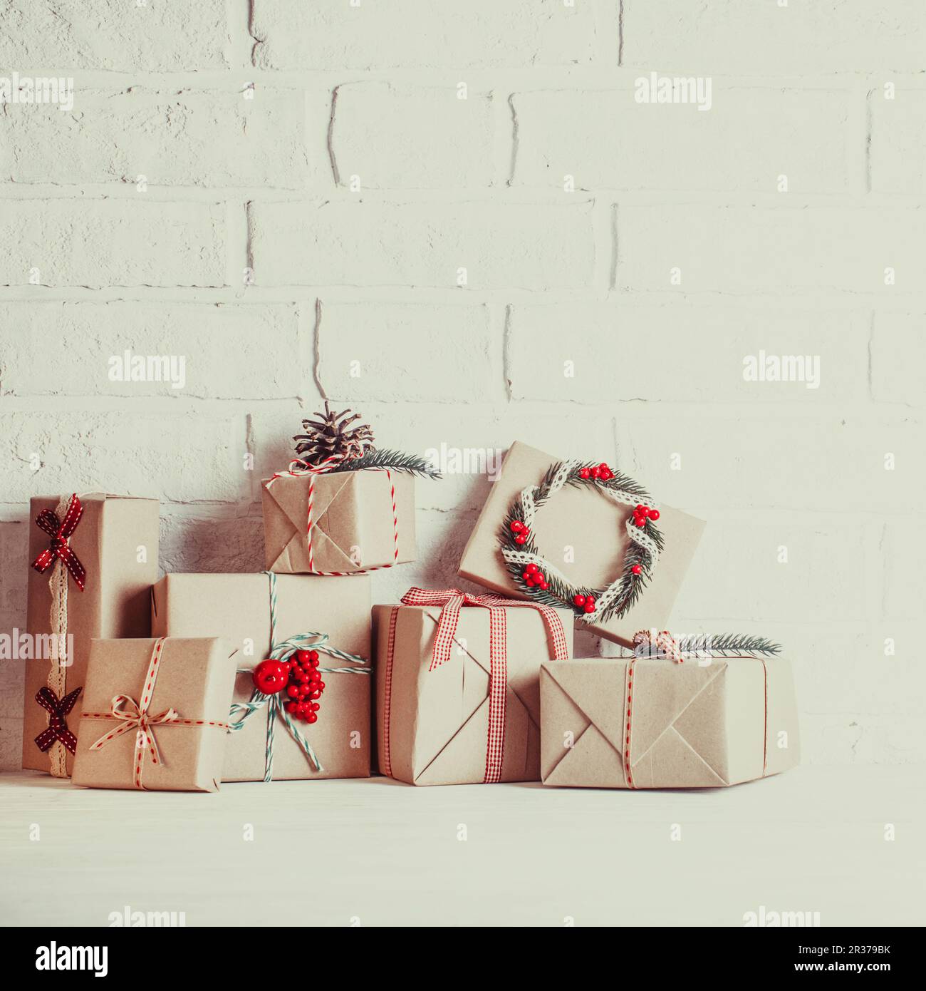 Christmas craft boxes Stock Photo - Alamy