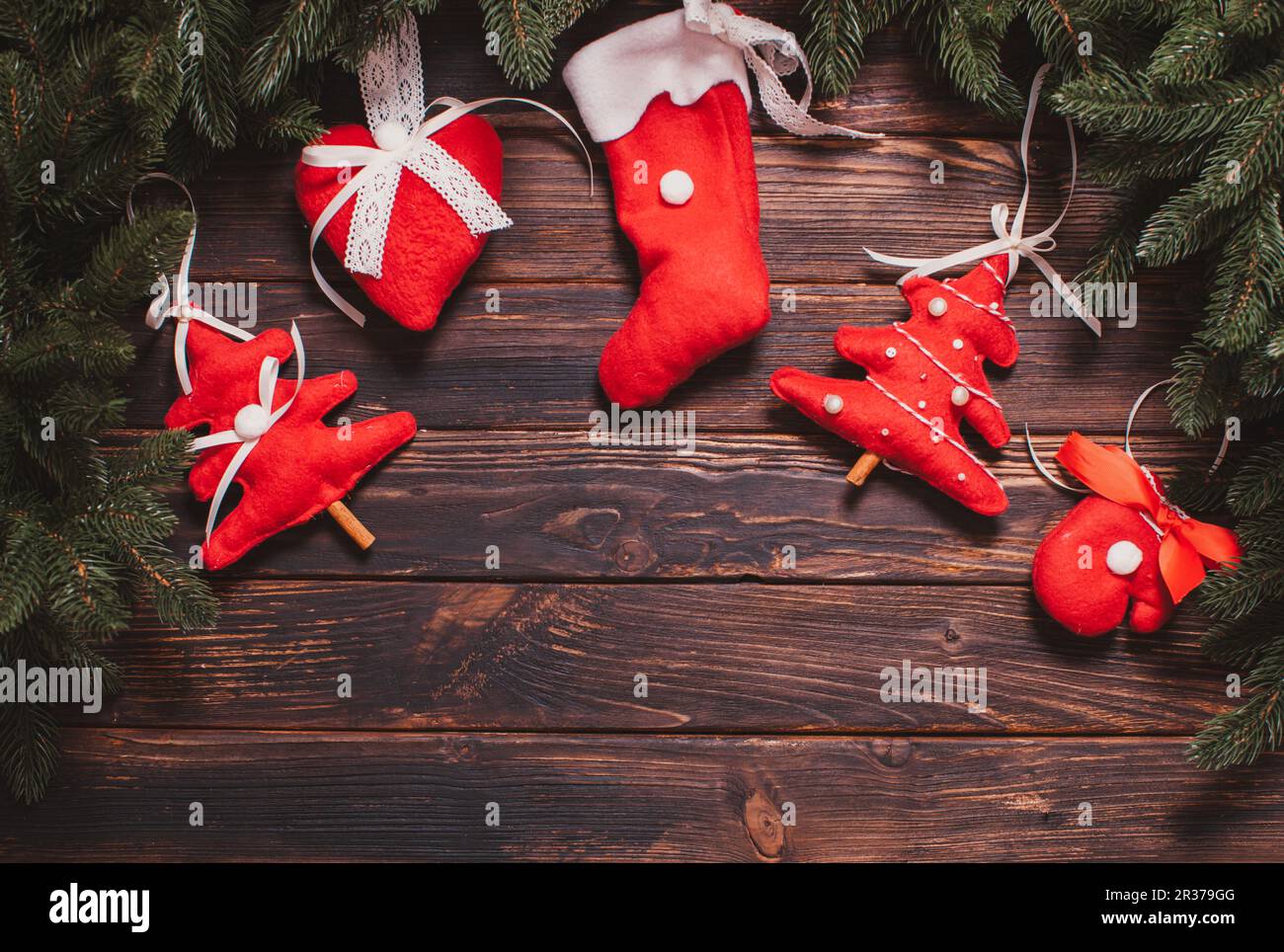 Red felt toys Stock Photo - Alamy