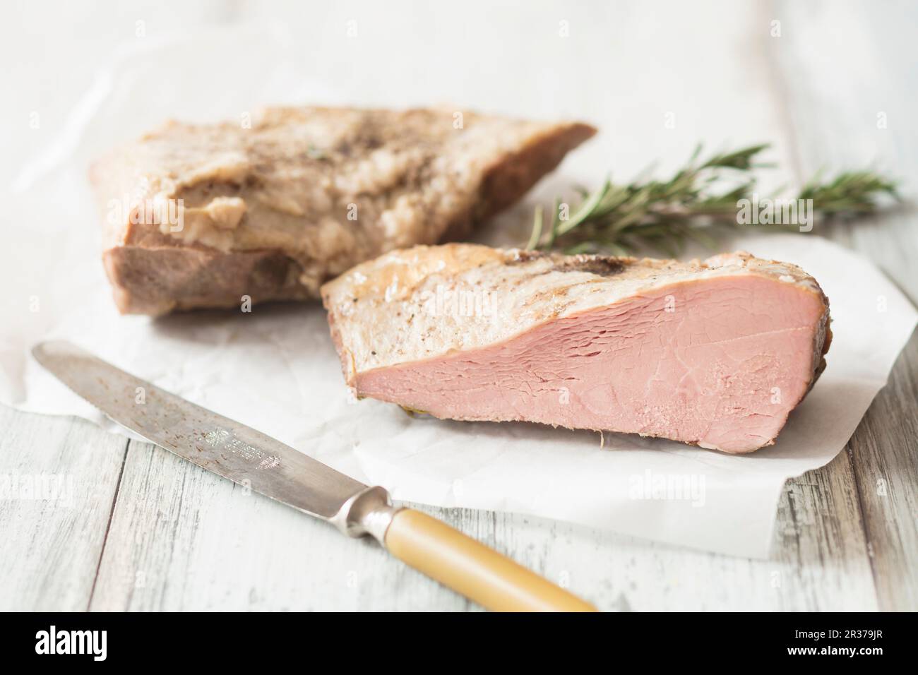 Tafelspitz (boiled beef) on a buttered bread roll with rosemary Stock ...